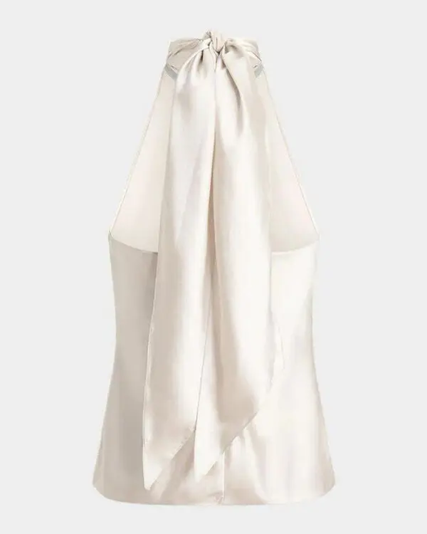 Ralph Lauren Stretch Silk Charmeuse Halter Top - Mist