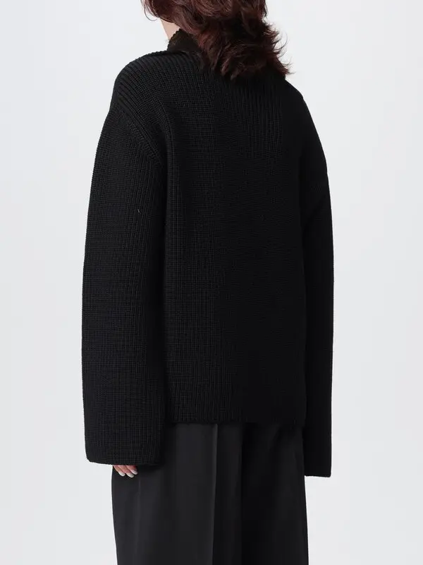 COURREGES Quarter Zip Ribbed Knit Sweater - Black