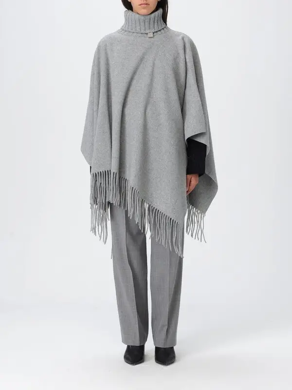 Fabiana Filippi Cape With Fringe - Grey