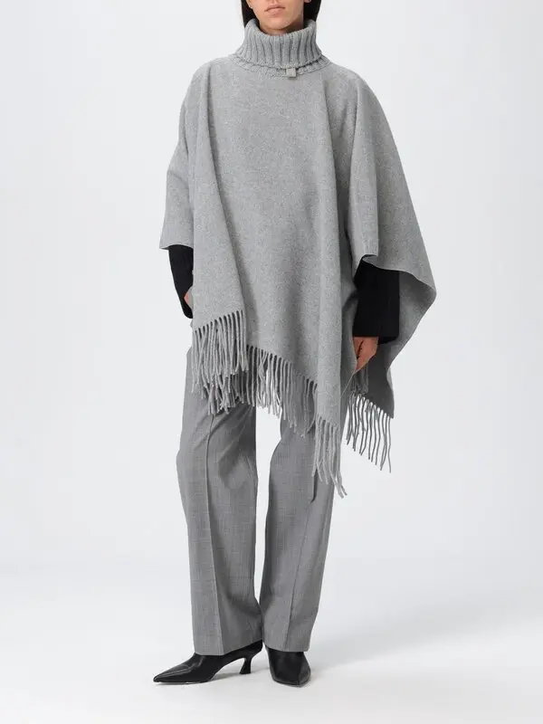 Fabiana Filippi Cape With Fringe - Grey