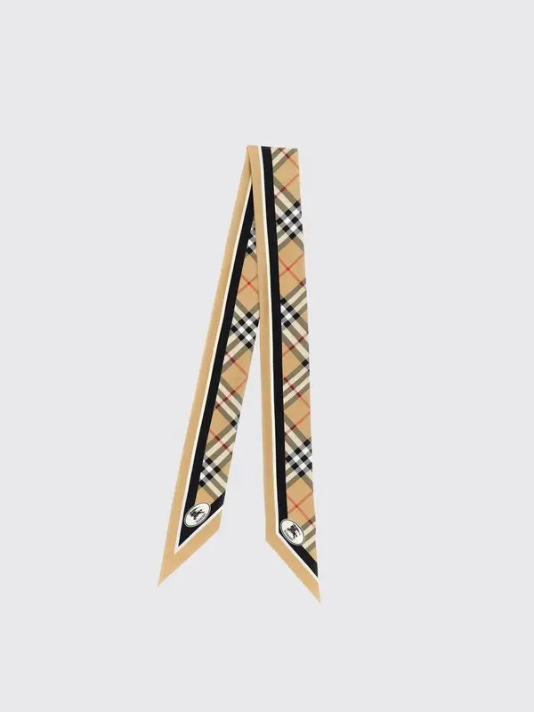 Burberry Check And Ekd Logo Silk Bandeau Scarf