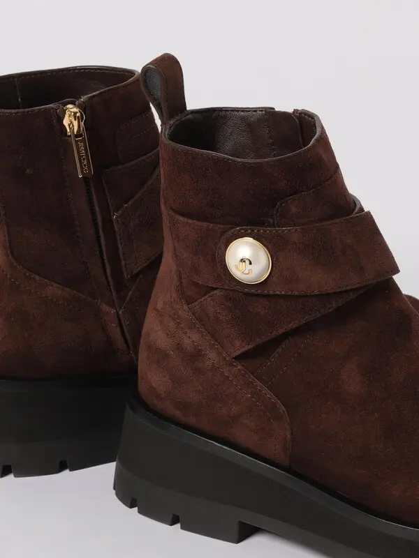 JIMMY CHOO Buckled Ankle Boots - Cocoa