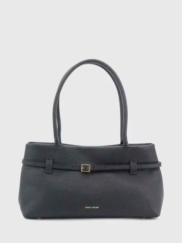 Manu Atelier Le Cambon East West Grained Calfskin Shoulder Bag - Black