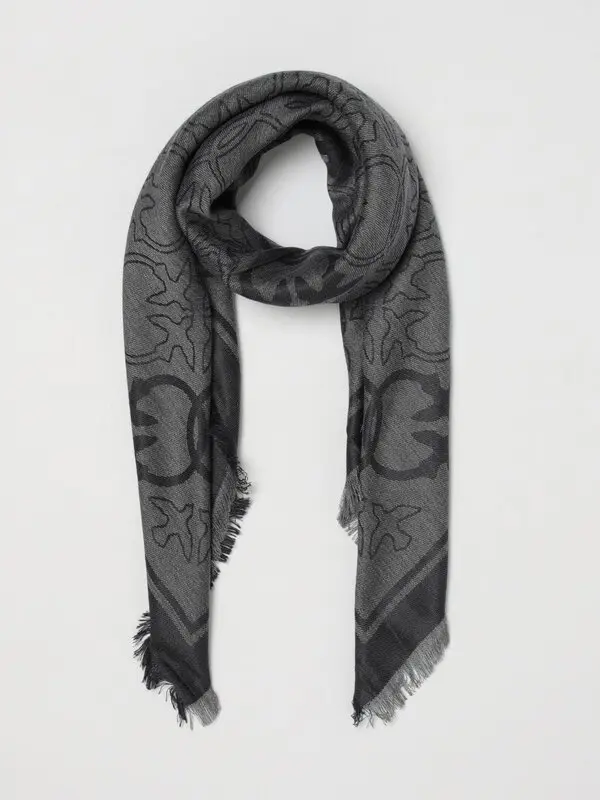 Pinko Love Birds Monogram Viscose-blend Square Scarf - Black