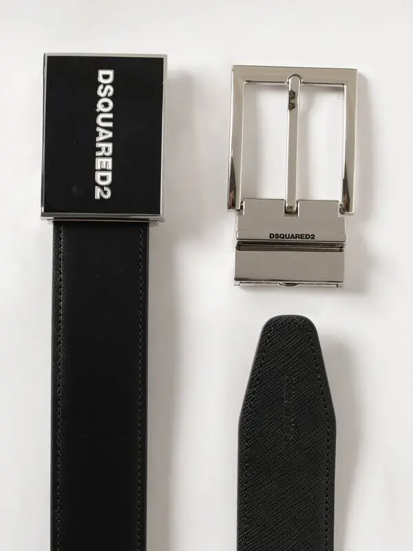 Dsquared2 Leather Belt With Logo Buckle