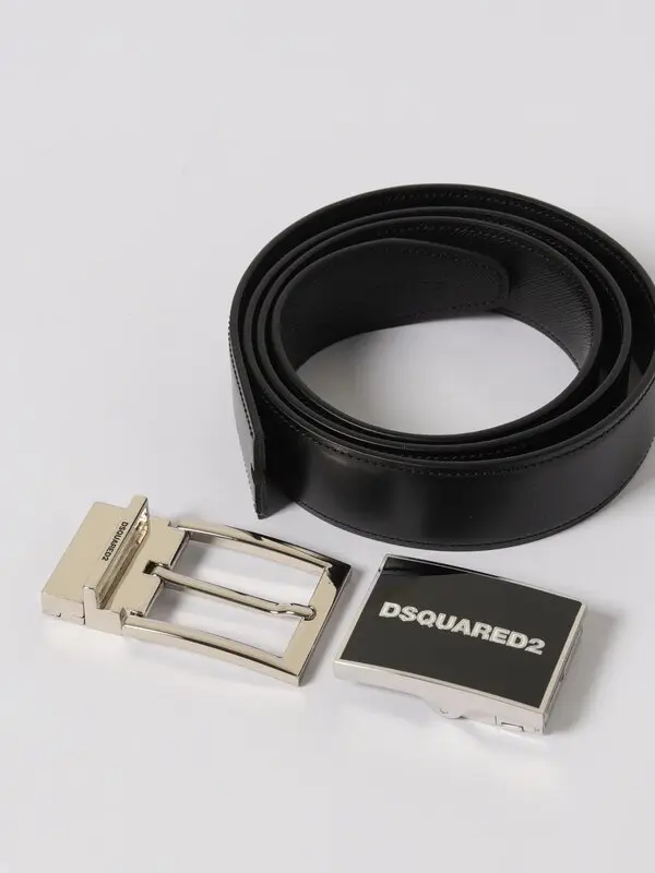 Dsquared2 Leather Belt With Logo Buckle