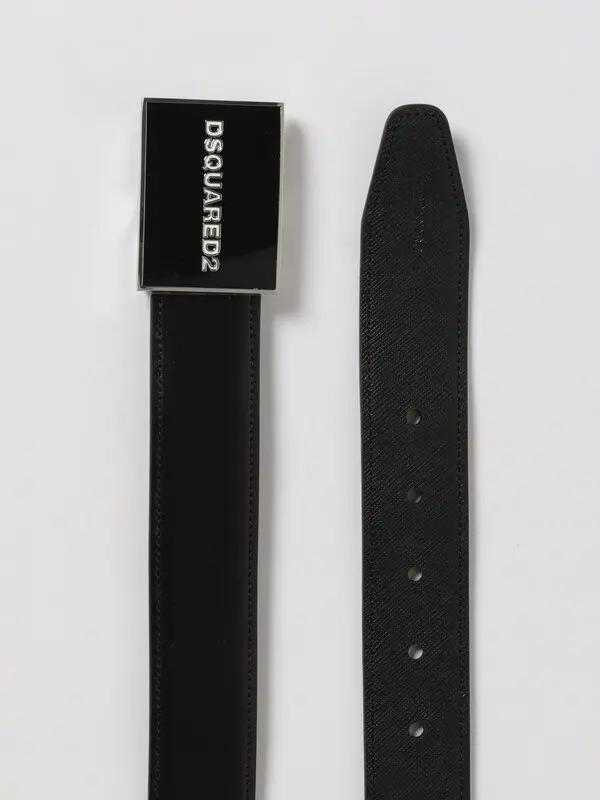 Dsquared2 Leather Belt With Logo Buckle