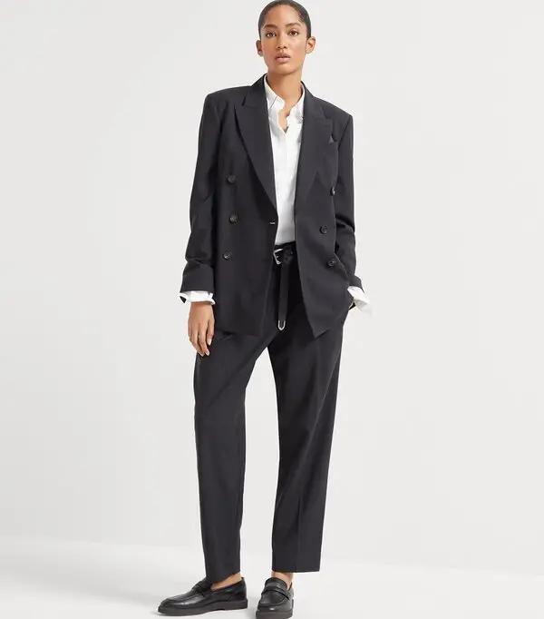 Brunello Cucinelli Wool Relaxed Trousers - Black