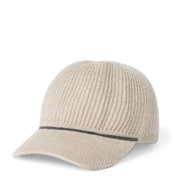 Brunello Cucinelli Cashmere-blend Monili Baseball Cap - Brown