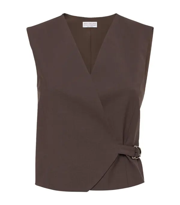 Brunello Cucinelli Sleeveless Wool Vest - Brown