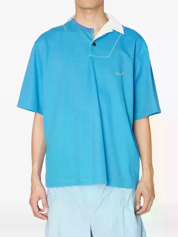 Kolor Contrast-collar Short-sleeve Polo Shirt