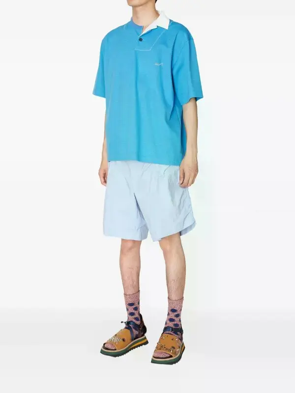 Kolor Contrast-collar Short-sleeve Polo Shirt