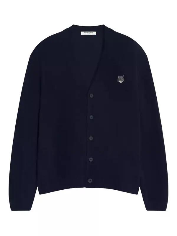 Maison Kitsuné Fox Head-embroidered Cardigan - Blue