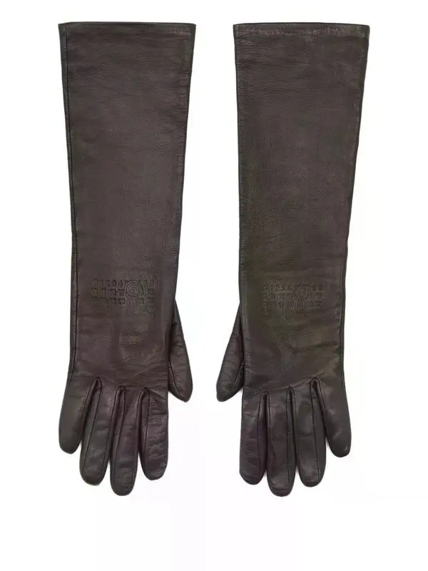 MAISON MARGIELA Long Length Leather Gloves - Brown
