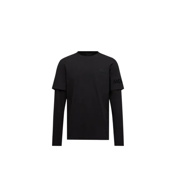Moncler Double Sleeve Cotton T-shirt - Black