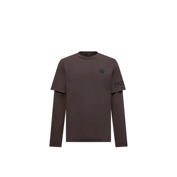 Moncler Double Sleeve Cotton T-shirt - Brown