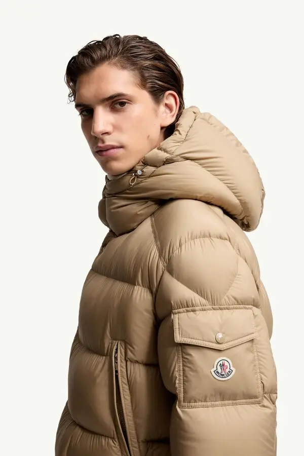 Moncler Bretagne Hooded Down Jacket - Beige