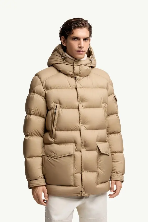 Moncler Bretagne Hooded Down Jacket - Beige
