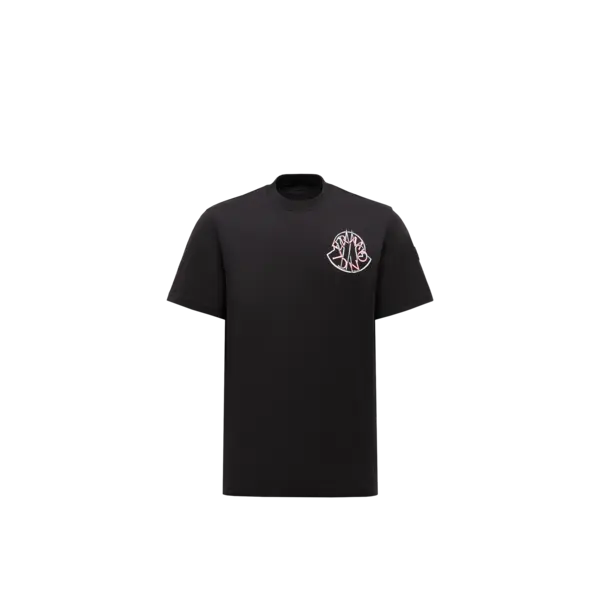 Moncler Overlapped Logo Cotton T-shirt - Black