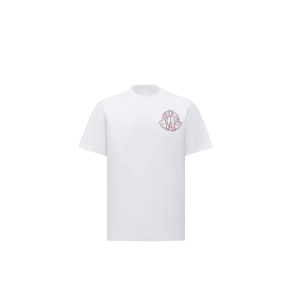 Moncler Overlapped Logo Cotton T-shirt - White