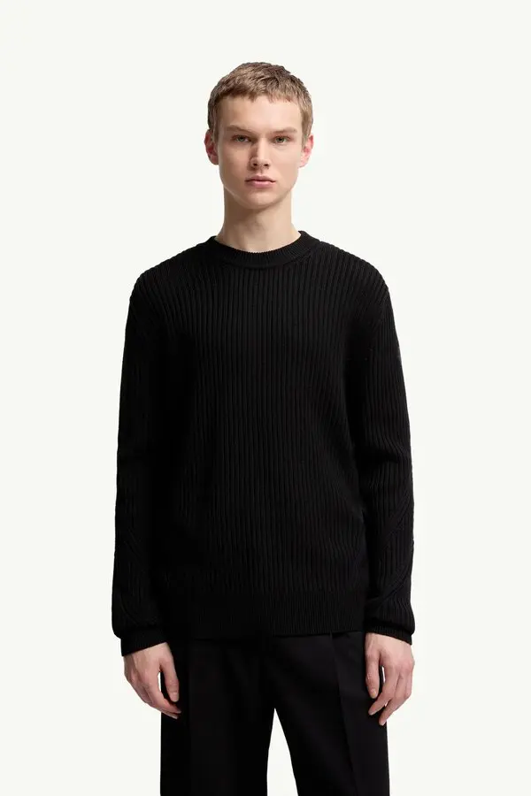 Moncler Crew Neck Wool Sweater - Black