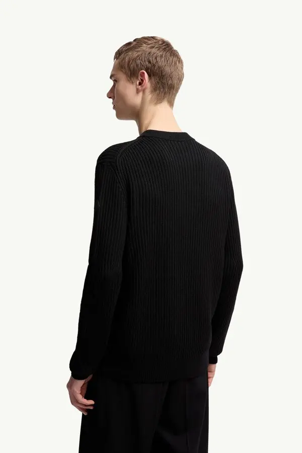 Moncler Crew Neck Wool Sweater - Black