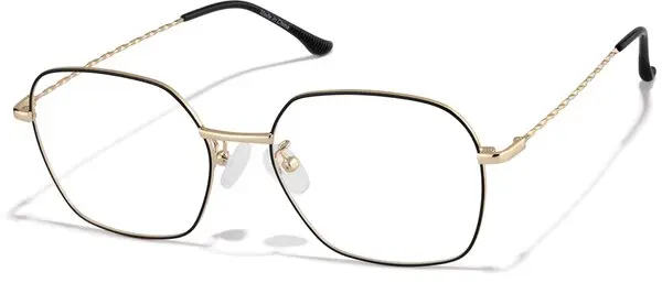 Zenni Square Full Rim Eyeglasses - Black And Gold