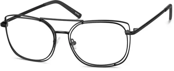 Zenni Square Eyeglasses Stainless Steel Full Rim Frame - Black