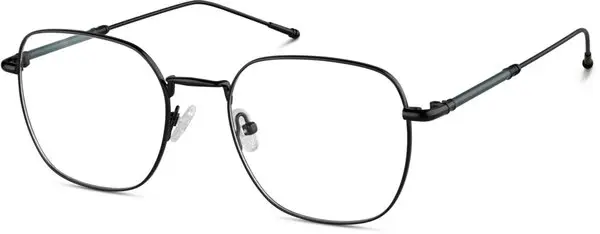 Zenni Square Eyeglasses Full Rim Stainless Steel Frame - Black