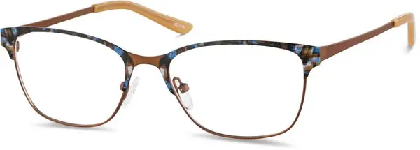 Zenni Square Eyeglasses Full Rim Stainless Steel Frame - Chocolate