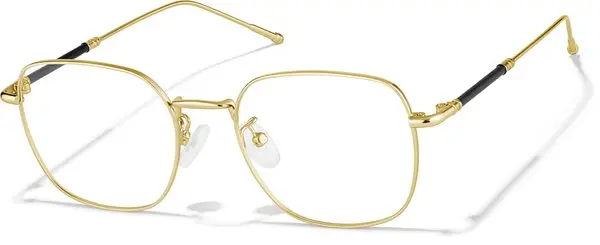 Zenni Square Eyeglasses Stainless Steel Full Rim Frame - Gold