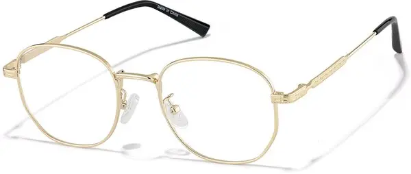 Zenni Square Eyeglasses Stainless Steel Full Rim Frame - Gold