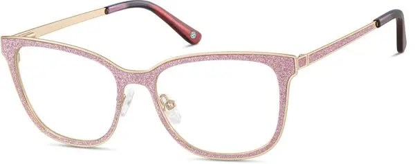 Zenni Square Eyeglasses Stainless Steel Full Rim Frame - Pink