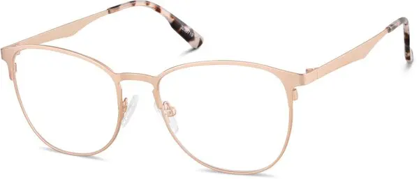 Zenni Square Eyeglasses Full Rim Stainless Steel Frame - Rose Gold