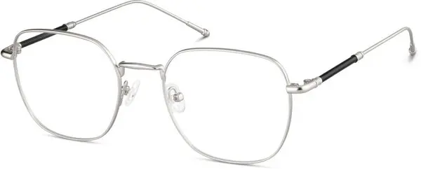 Zenni Square Eyeglasses Full Rim Stainless Steel Frame - Silver