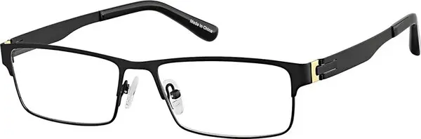 Zenni Rectangle Eyeglasses Stainless Steel Full Rim Frame - Black