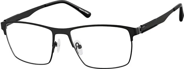 Zenni Rectangle Eyeglasses Stainless Steel Full Rim Frame - Black