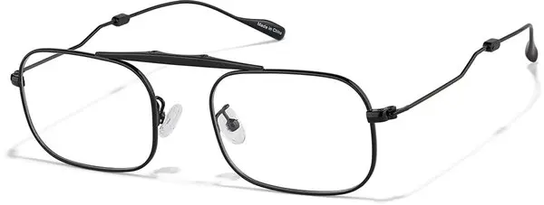 Zenni Rectangle Eyeglasses Full Rim Stainless Steel - Black