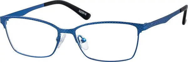 Zenni Rectangle Eyeglasses Stainless Steel Full Rim Frame - Blue