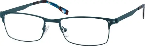 Zenni Rectangle Full Rim Stainless Steel Eyeglasses - Forest Green