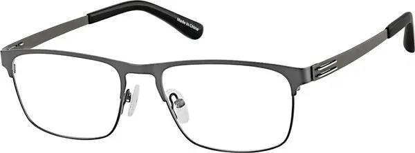 Zenni Rectangle Full Rim Stainless Steel Eyeglasses - Gray