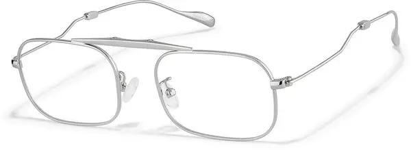 Zenni Rectangle Eyeglasses Stainless Steel Full Rim Frame - Silver