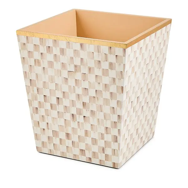 MACKENZIE-CHILDS Glass Waste Bin - Mocha Check