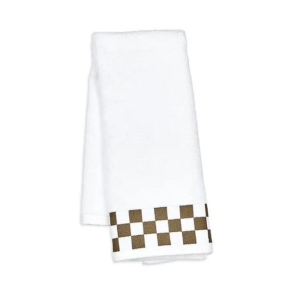 MACKENZIE-CHILDS Hand Towel With Check Border - Mocha Check