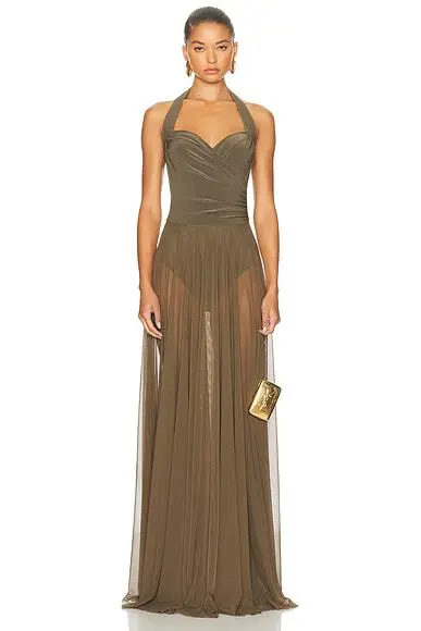 Norma Kamali Cayla Flared Gown - Bark