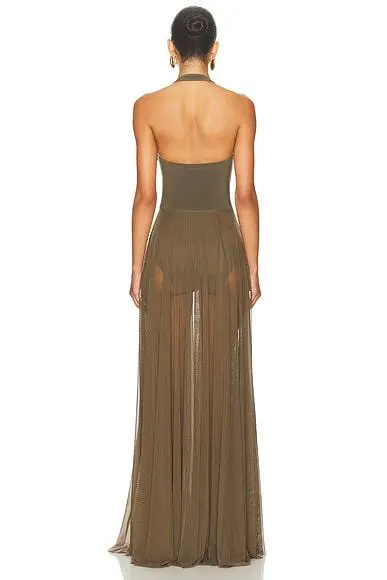 Norma Kamali Cayla Flared Gown - Bark