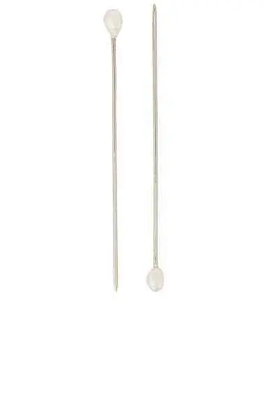 GOHAR WORLD Pearl Toothpicks - Silver