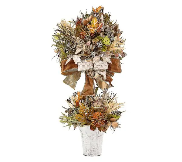 MACKENZIE-CHILDS Mocha Check Harvest Topiary - One-color