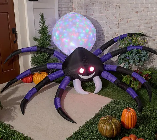 HAY & HARVEST As Is 10ft Inflatable Light Show Spider - One-color