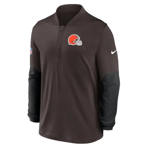 Nike Cleveland Browns Dri-fit Nfl 1/2-zip Top - Brown
